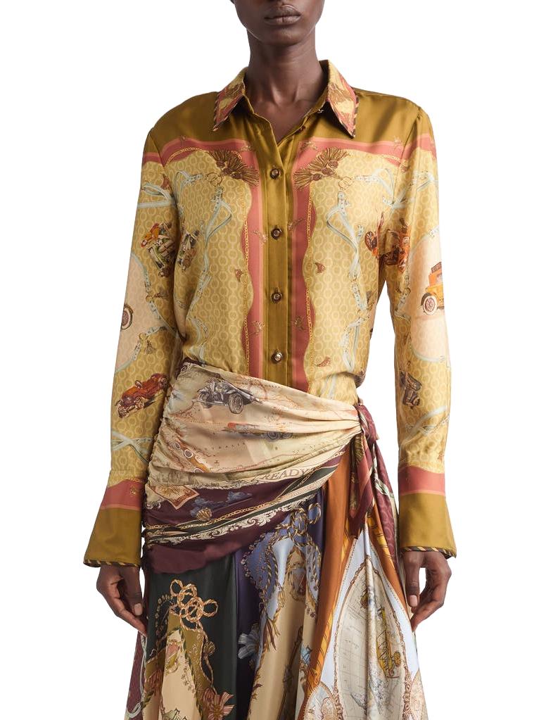 ZIMMERMANN valiant scarf print silk twill button-up shirt
